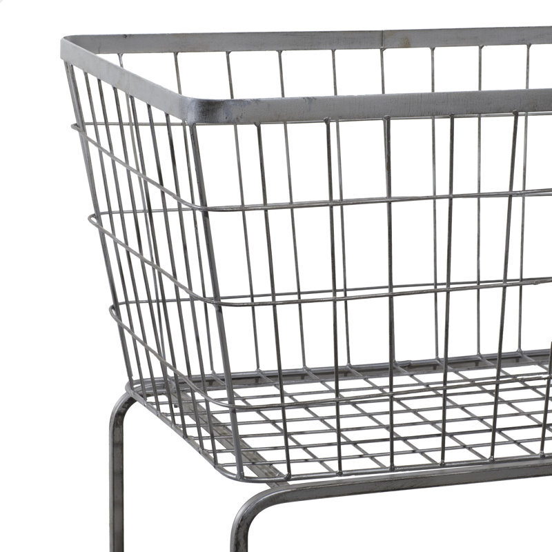 Rebrilliant Metal Deep Set Wire Basket Gray Storage Cart with Wheels & Reviews | Wayfair